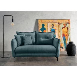 Ecksofa Home Affaire "Lazio modern und bequem, schmale Armlehnen, tolle Detailverarbeitung", gr&uuml;n (petrol), B:255cm H:94cm T:110cm, 93% Polyester, 7% Polyamid, Sofas, Ecksofa, zwei verschiedene Fu&szlig;farben w&auml;hlbar