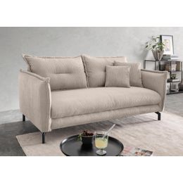Ecksofa Home Affaire "Lazio modern und bequem, schmale Armlehnen, tolle Detailverarbeitung", beige, B:255cm H:94cm T:110cm, 93% Polyester, 7% Polyamid, Sofas, Ecksofa, zwei verschiedene Fu&szlig;farben w&auml;hlbar