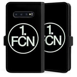 DeinDesign Galaxy S10 Plus Handy Klapph&uuml;lle Handyh&uuml;lle aus Kunst Leder schwarz Flip Case 1. Fc N&uuml;rnberg Logo 1. Fcn Sideflip mit Lasche