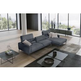 Ecksofa Egoitaliano "Masu, Design trifft sensationellen Sitzkomfort, Breite 277cm, L-Form", grau (charcoal), B:277cm H:95cm T:157cm, Sofas, Ecksofa, inkl. 2 Kissenrollen, R&uuml;ckenelemente manuell verstellbar, Metallf&uuml;&szlig;e