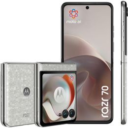 Motorola Smartphone "razr 70", Energieeffizienz: A (A-G), pantone hellwei&szlig;, 256 GB, Mobiltelefone