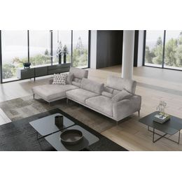 Ecksofa Egoitaliano "Masu, Design trifft sensationellen Sitzkomfort, Breite 277cm, L-Form", grau (steingrau), B:277cm H:95cm T:157cm, Luxus-Micofaser Lederoptik (100% Polyester) ist ein neues technisches Gewebe mit einem visuellen und taktilen Aspekt, der dem Nubuk sehr nahe kommt, mit innovativen Eigenschaften. Seine au&szlig;erordentliche Weichheit kommt von einem exklusiven Produktionsprozess, der Un