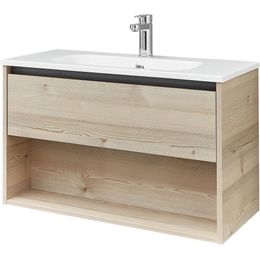 Badm&ouml;bel-Set SAPHIR "Mineralmarmor-Waschisch und Waschtischunterschrank", polar pinie, B:81cm H:53,3cm T:46cm, Holzwerkstoff, Kastenm&ouml;bel-Sets, Badm&ouml;bel-Set