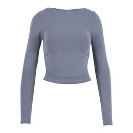 Longsleeve Urban Classics "Urban Classics Ladies Ruffled Super Slim Longsleeve", Damen, Gr. 4XL, blau (cloudsky), 100% Baumwolle, unifarben, slim fit, Rundhals, Shirts