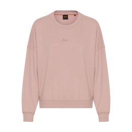 Sweater BOSS Orange "Ever Premium Damenmode", Damen, Gr. L, open pink 698, Sweatware, Obermaterial: 100% Baumwolle, unifarben, oversize normal, Rundhals, Rippstrickb&uuml;ndchen, Sweatshirts Sweater, mit Logostickerei, aus Baumwolle