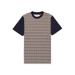 T-Shirt AQUASCUTUM ACTIVE "ACTIVE SIDE CLUB CHECK T-SHIRT Herren", Jungen, Gr. XL, navy, Jersey, 100% Baumwolle, normal normal, Rundhals, Shirts T-Shirt, T-Shirt Herren, leichtes Kurzarmshirt, Karohemd, Outdoor, Sale