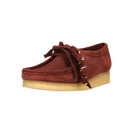 Schn&uuml;rschuh Clarks "Wallabee. Deep Red Sde", Damen, Gr. 41,5, rot, Leder, Schuhe Schn&uuml;rschuh, mit ikonischer Sohle