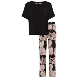 Pyjama BOSS "ESSENCE", Damen, Gr. XL, open miscellaneous 966, Jersey, Obermaterial: 95% Viskose, 5% Elasthan, normal normal, U-Boot-Ausschnitt, Homewear-Sets Pyjama