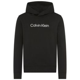 Kapuzensweatshirt Calvin Klein Jeans "LOGO REGULAR TERRY HOODIE", M&auml;dchen, Gr. 4 (104), pvh schwarz, Sweatware, Obermaterial: 100% Baumwolle, unifarben, regular fit normal, Rundhals, eingesetzt Rippb&uuml;ndchen, Sweatshirts, Regular fit, Logoschriftzug