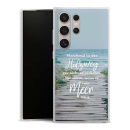 DeinDesign Galaxy S24 Ultra Handy Slim Case Silikon Handyh&uuml;lle transparent H&uuml;lle extra d&uuml;nn Statement Beach Spruch Silikon Slim Case
