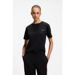 T-Shirt HUGO UNDERWEAR, Damen, Gr. M, schwarz, Single Jersey, Obermaterial: 95% Baumwolle, 5% Elasthan, unifarben, regular fit normal, Rundhals, abgesteppte Kante, Shirts T-Shirt, mit rundem Ausschnitt, regular fit, toniges Markenlogo