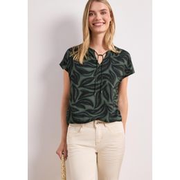 Shirtbluse Street One, Damen, Gr. 34, deep bound gr&uuml;n, Stoff, 100% Viskose, bedruckt, regular fit normal, Rundhals, abgesteppt, Blusen, mit Elastikbund
