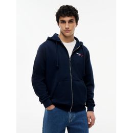 Kapuzensweatjacke Tommy Jeans "TJM REGULAR DNA BACKPRINT FULLZIP", Herren, Gr. L, schwarz night navy, Sweatware, Obermaterial: 80% Baumwolle, 20% Polyester, regular fit normal, B&uuml;ndchen, Sweatjacken