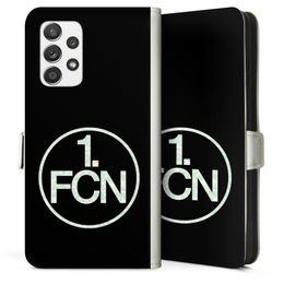 DeinDesign Galaxy A52s 5G Handy Klapph&uuml;lle Handyh&uuml;lle aus Kunst Leder wei&szlig; Flip Case 1. Fc N&uuml;rnberg Logo 1. Fcn Sideflip mit Lasche