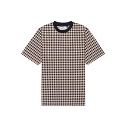 T-Shirt AQUASCUTUM ACTIVE "ACTIVE CLUB CHECK T-SHIRT Herren", Jungen, Gr. M, braun (navy), Jersey, 100% Baumwolle, normal normal, Rundhals, Shirts T-Shirt, T-Shirt Herren, leichtes Kurzarmshirt, Karohemd, Outdoor, Sale