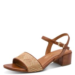 Sandalette Marco Tozzi, Damen, Gr. 36, cognac kombiniert, Lederimitat, Synthetik, Schuhe Sandalette, Blockabsatz, Sommerschuh, Riemchensandale mit verstellbarer Schnalle