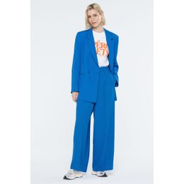 Stoffhose SENSES.THE LABEL, Damen, Gr. L, Normalgr&ouml;&szlig;en, blau (unique blau), Web, Material: 97% Polyester, 3% Elasthan, unifarben, relaxed fit lang, Hosen Stoffhose, mit B&uuml;gelfalten