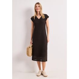 Midikleid Street One, Damen, Gr. 34, EURO-Gr&ouml;&szlig;en, espresso braun, Web, Obermaterial: 70% Baumwolle, 30% Polyester; Futter: 95% Viskose, 5% Elasthan, unifarben, regular fit wadenlang, V-Ausschnitt, Umschlagbund, Kleider Midikleid, in Unifarbe