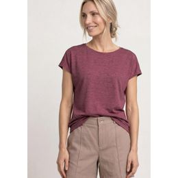 T-Shirt Street One, Damen, Gr. 34, schwarz clouded blush, Stoff, 55% Polyester, 45% Viskose, unifarben, regular fit normal, U-Boot-Ausschnitt, abgesteppt, Shirts T-Shirt, aus softem Materialmix