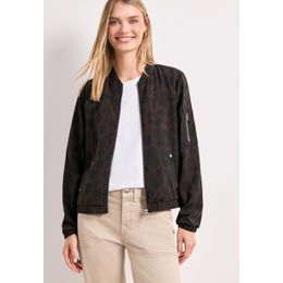 Blouson Street One, Damen, Gr. 34, molten earth, Stoff, 90% Polyester, 10% Elasthan, gemustert, regular fit normal, Rundhals, elastischer Bund, Jacken Blouson, aus softem Materialmix