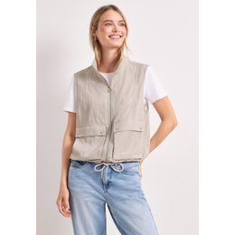 Kurzweste Street One, Damen, Gr. 34, clay sand, Feinstrick;Stoff, 65% Viskose, 35% Nylon, unifarben, regular fit normal, ohne Ausschnitt, Westen, mit Stehkragen