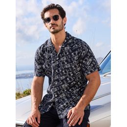 Kurzarmhemd Lerros "Kurzarmhemd mit maritimem Allover-Print aus Baumwolle", Herren, Gr. L, Normalgr&ouml;&szlig;en, classic navy, 100% Baumwolle, Hemden