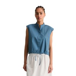Marc O'Polo Blusentop MARC O'POLO DENIM "aus Papertouch-Popeline", Damen, Gr. L, endless sea, Obermaterial: 100% Baumwolle, unifarben, relaxed fit normal, normaler Saum, Blusen Blusentop