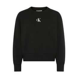Sweatshirt Calvin Klein Jeans "CK LOGO FASHION SWEATSHIRT", M&auml;dchen, Gr. 10 (140), pvh schwarz, Sweatware, Obermaterial: 100% Baumwolle, unifarben, regular fit normal, Rundhals, eingesetzt B&uuml;ndchen, Sweatshirts Sweatshirt, Regular fit, Logoschriftzug