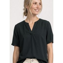 Kurzarmbluse Street One, Damen, Gr. 34, deep bound gr&uuml;n, Stoff, 100% Viskose, unifarben, klassisch normal, Rundhals, B&uuml;ndchen, Blusen, aus softer Viskose