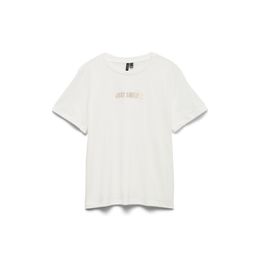 V&eacute;ro Moda Kurzarmshirt VERO MODA "VMSIGRID PAULINA SS TOP BOX JRS", Damen, Gr. L, snow wei&szlig; print:just smile, Jersey, Obermaterial: 100% Baumwolle, bedruckt, regular fit normal, Rundhals, Shirts, Baumwolle, regular fit