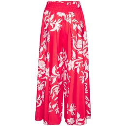 Hosenrock Lascana, Damen, Gr. 34, blau (rot, wei&szlig; bedruckt), Web, Obermaterial: 100% Polyester, bedruckt, figurumspielend kn&ouml;chelfrei, R&ouml;cke, mit Alloverdruck, Culotte, extraweites Bein