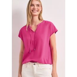 Shirtbluse Street One, Damen, Gr. 34, magenta dream, Stoff, 100% Viskose, unifarben, regular fit normal, Rundhals, abgesteppt, Blusen, aus softer Viskose
