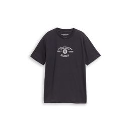 Kurzarmshirt Tom Tailor, Jungen, Gr. 128, schwarz (coal grau), Single Jersey, Obermaterial: 100% Baumwolle, bedruckt, regular fit h&uuml;ftlang, Rundhals, abgesteppte Kante, Shirts, Sommershirt mit Print/f&uuml;r Boys
