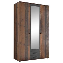 Mid.you Dreht&uuml;renschrank, Akazie, Schiefer, Glas, Holzwerkstoff, 4 F&auml;cher, 2 Schublade(n) Schubladen, 120x196x53.5 cm, Blauer Engel, BQ - B&uuml;ndnis f&uuml;r Qualit&auml;t, Made in Germany, Typenauswahl, Schrankfront mit Spiegel, Schlafzimmer, Kleiderschr&auml;nke, Dreht&uuml;renschr&auml;nke