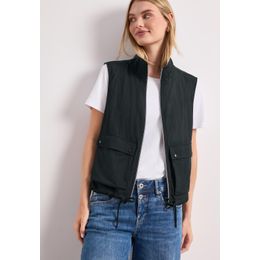 Kurzweste Street One, Damen, Gr. 34, deep bound gr&uuml;n, Feinstrick;Stoff, 65% Viskose, 35% Nylon, unifarben, regular fit normal, ohne Ausschnitt, Westen, mit Stehkragen