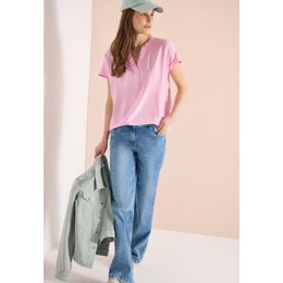 Kurzarmbluse Cecil, Damen, Gr. L (42), light blush rose, Stoff, 100% Viskose, unifarben, klassisch normal, V-Ausschnitt, abgesteppt, Blusen, mit V-Ausschnitt