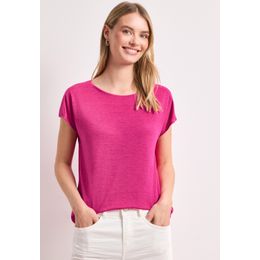 T-Shirt Street One, Damen, Gr. 34, magenta dream, Stoff, 55% Polyester, 45% Viskose, unifarben, regular fit normal, U-Boot-Ausschnitt, abgesteppt, Shirts T-Shirt, aus softem Materialmix