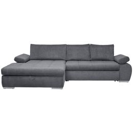 CARRYHOME Ecksofa, Grau, Kunststoff, 4-Sitzer, F&uuml;llung: Schaumstoff, Ottomane links, L-Form, 294x173 cm, Stoffauswahl, seitenverkehrt erh&auml;ltlich, Schlafen auf Sitzh&ouml;he, R&uuml;cken echt, Wohnzimmer, Sofas & Couches, Wohnlandschaften, Ecksofas