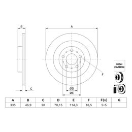 Bosch Bremsscheibe 0986479j78 bel&uuml;ftet 335mm 20mm f&uuml;r Tesla