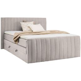 Boxxx Boxspringbett, Beige, Kunststoff, H3, H&ouml;he ca. 19 cm, 180x200 cm, Bettkasten, gepolstertes Kopfteil, Stoffauswahl, in verschiedenen Gr&ouml;&szlig;en erh&auml;ltlich, Schlafzimmer, Betten, Doppelbetten