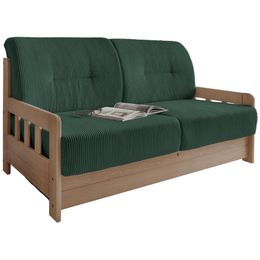 Schlafsofa Camino Holzkorpus Natur/Dunkelgr&uuml;n
