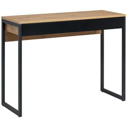 Mid.you Schreibtisch, Schwarz, Eiche, Metall, Holzwerkstoff, 2 Schublade(n) Schubladen, rechteckig, U-Form, 40x76x101.6 cm, Arbeitszimmer, Schreibtische, B&uuml;rotische