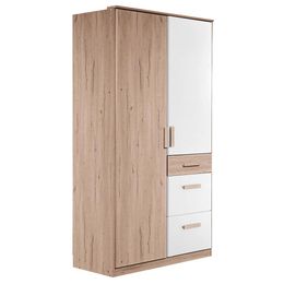 Mid.you Dreht&uuml;renschrank Wimex Cariba, Wei&szlig;, Eiche, Holzwerkstoff, 3 F&auml;cher, 3 Schublade(n) Schubladen, 90x199x58 cm, Beim&ouml;bel erh&auml;ltlich, Kinder- & Jugendzimmer, Jugendm&ouml;bel, Jugendkleiderschr&auml;nke