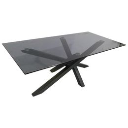 Xora Couchtisch, Grau, Schwarz, Metall, Glas, rechteckig, eckig, 60x45x120 cm, einfacher Aufbau, Wohnzimmer, Wohnzimmertische, Couchtische, Couchtische Glas