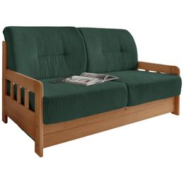 Schlafsofa Camino Holzkorpus Kiefer/Dunkelgr&uuml;n