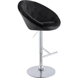 CLP Barhocker h&ouml;henverstellbar mit Lehne London, Barstuhl gepolstert Samtbezug, Tresenstuhl mit Metallgestell 360&deg; drehbar