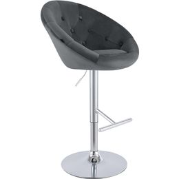 CLP Barhocker h&ouml;henverstellbar mit Lehne London, Barstuhl gepolstert Samtbezug, Tresenstuhl mit Metallgestell 360&deg; drehbar