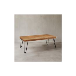 KADIMA DESIGN Couchtisch BALU Massivholz: Rechteckig, Metallbeine, handgefertigt, einzigartige Maserung