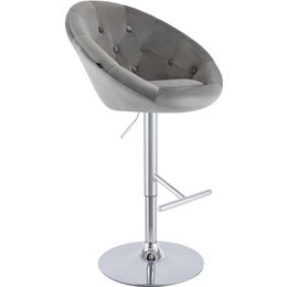 CLP Barhocker h&ouml;henverstellbar mit Lehne London, Barstuhl gepolstert Samtbezug, Tresenstuhl mit Metallgestell 360&deg; drehbar