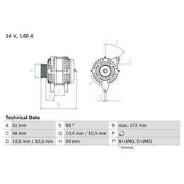 Bosch Generator 0986046230 f&uuml;r Opel SAAB Vaughall